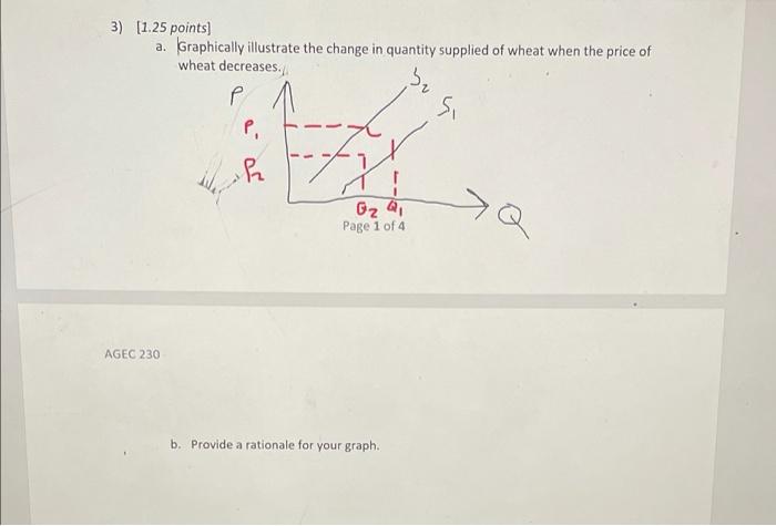 Solved 3) (1.25 points) a. Graphically illustrate the change | Chegg.com