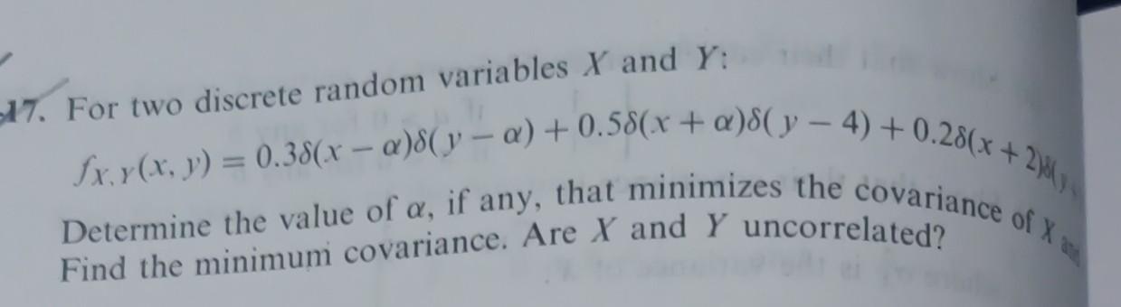 Solved - For two discrete random variables X and Y : | Chegg.com