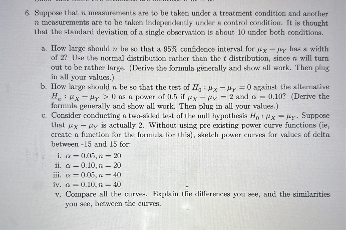 Solved Suppose that n ﻿measurements are to be taken under a | Chegg.com