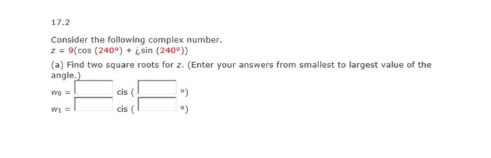 Solved Consider the following complex number. | Chegg.com
