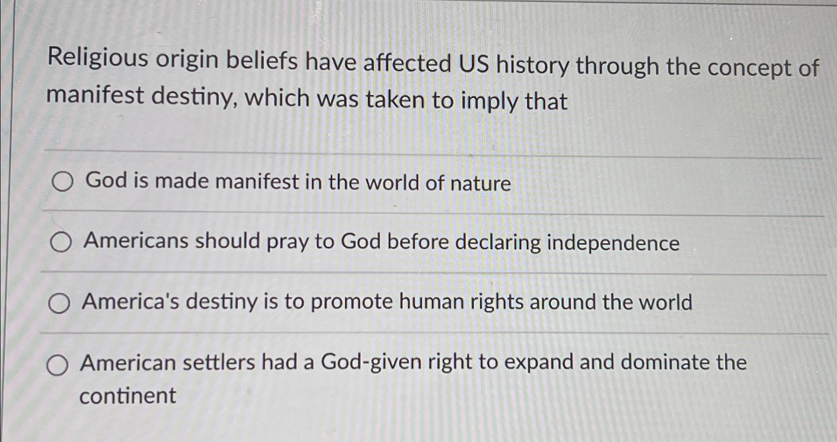 Solved Religious origin beliefs have affected US history | Chegg.com