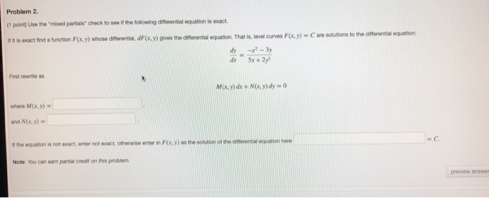 Solved Problem 2. (1 point) Use themed partial check to see | Chegg.com
