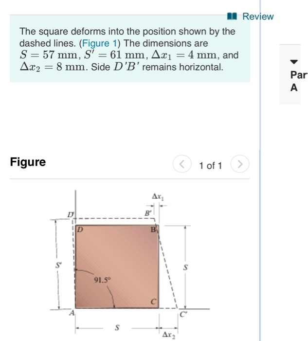 Solved n Review The square deforms into the position shown | Chegg.com