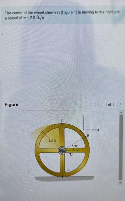 Solved The center of the wheel shown in (Figure 1) is moving | Chegg.com