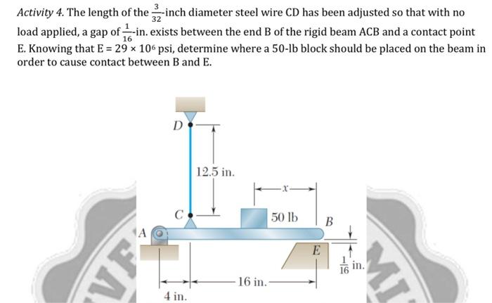 Solved 32 Activity 4. The length of the inch diameter steel | Chegg.com