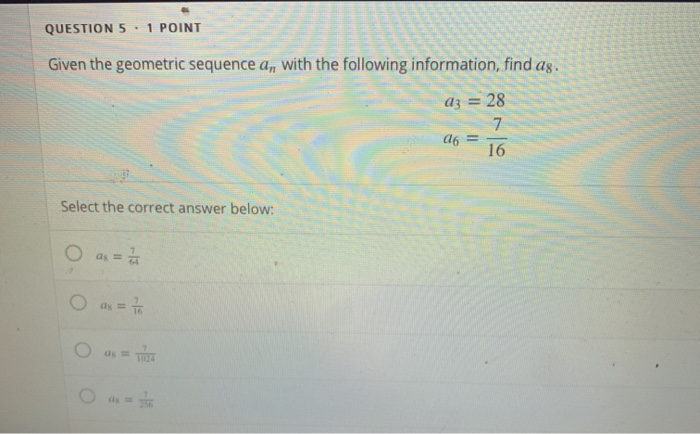 Solved QUESTION 6 - 1 POINT Find the explicit formula for | Chegg.com