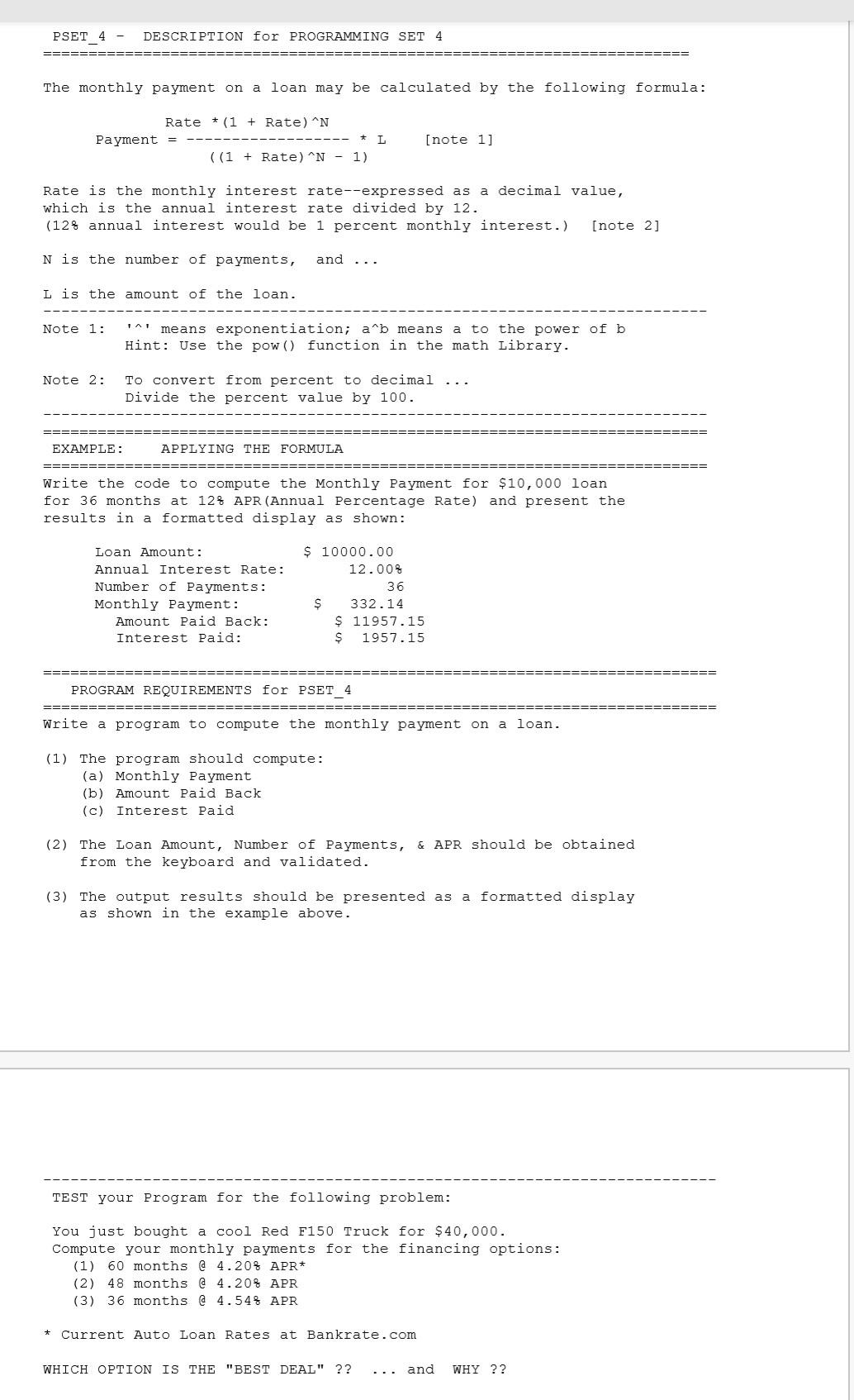 Solved PSET 4 DESCRIPTION For PROGRAMMING SET 4 The Monthly Chegg