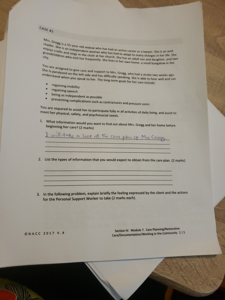 Solved Mrs. Gregs is a 55-year-old widow who has had an | Chegg.com