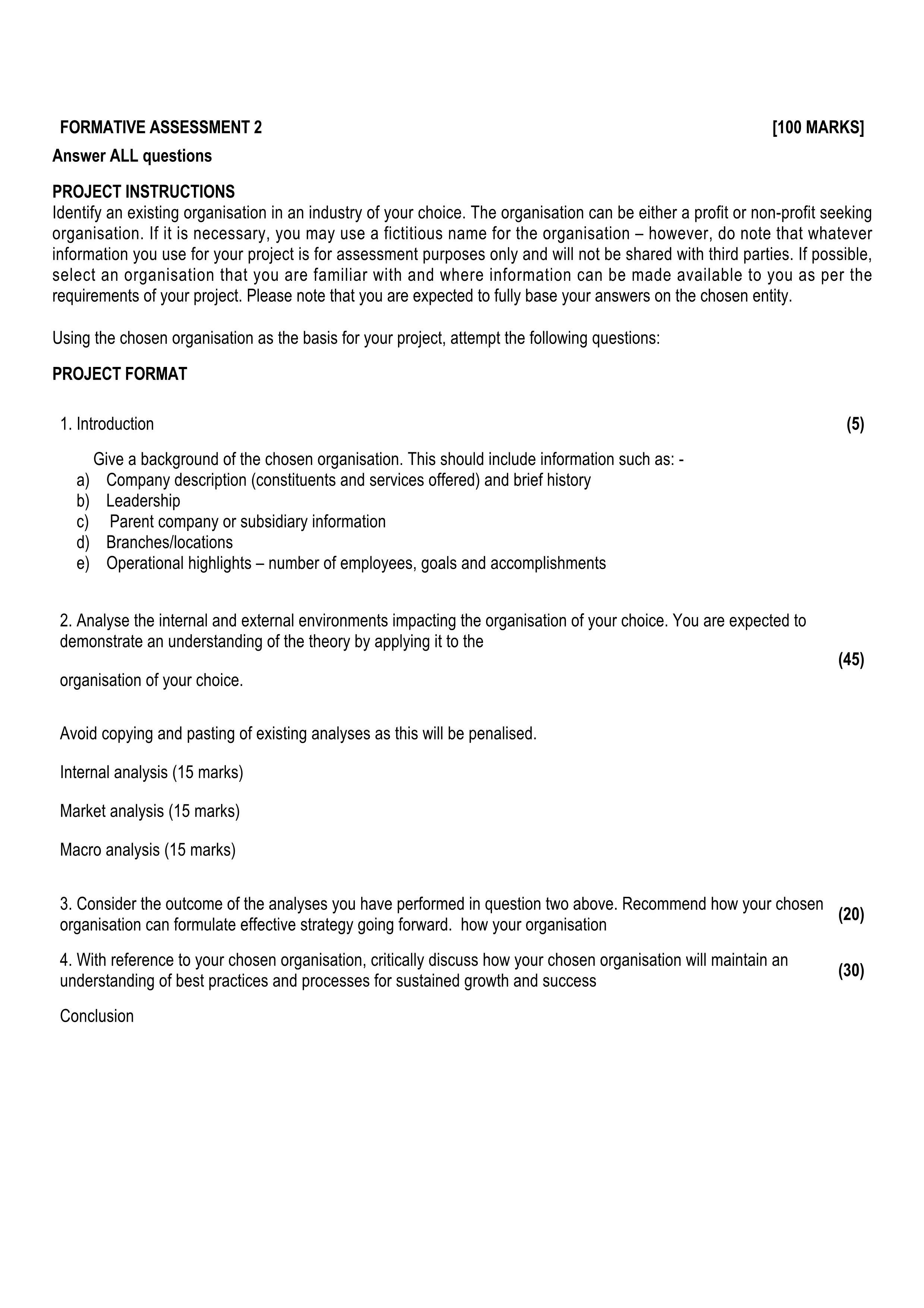 Solved FORMATIVE ASSESSMENT 2[100 ﻿MARKS]Answer ALL | Chegg.com
