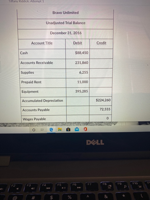 Solved Tiffany Riddick: Attempt 1 Bravo Unlimited Unadjusted | Chegg.com