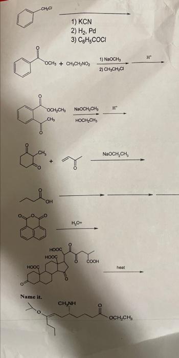 Solved CH, 1) KCN 2) H2, Pd 3) CH COCI H OCH3 + CH,CHNO, 1) | Chegg.com