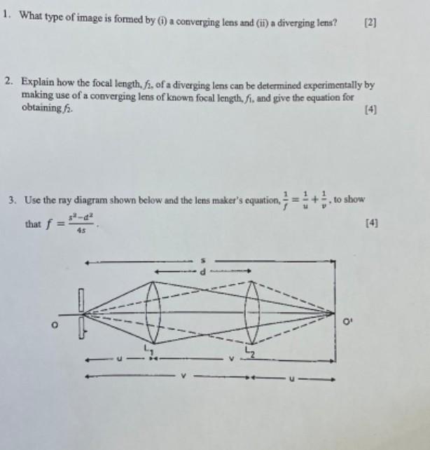 Solved What type of image is formed by (i) a converging lens | Chegg.com