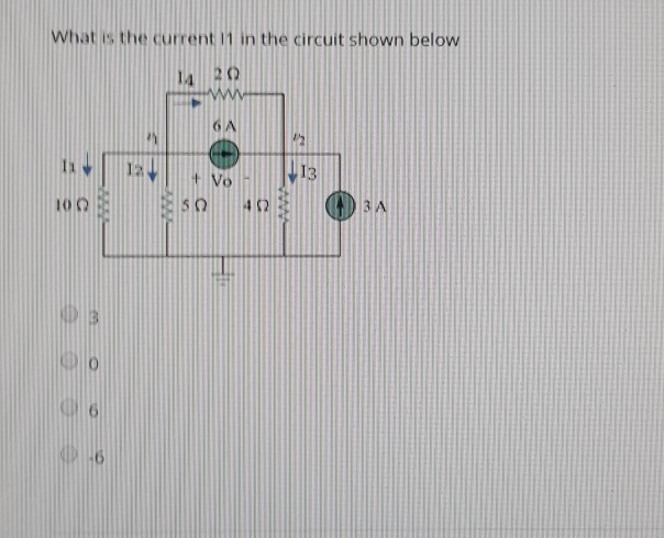 Solved What is the current 11 in the circuit shown below | Chegg.com