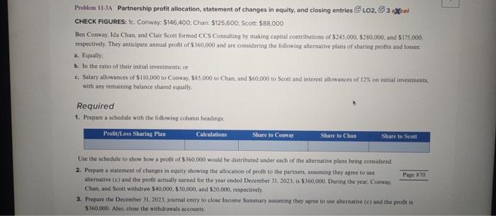 Solved Problem 11-3. Partnership profit allocation, | Chegg.com
