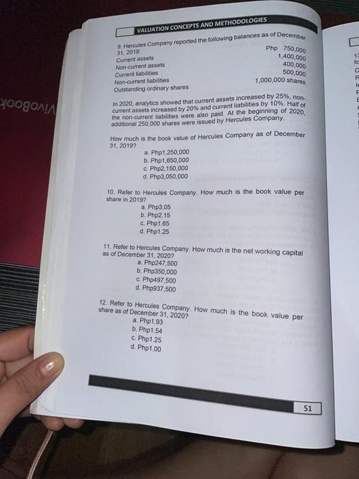 Solved VALUATION CONCEPTS AND METHODOLOGIES MULTIPLE CHOICE | Chegg.com