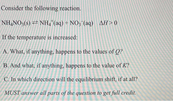 Solved Consider the following reaction. NH4NO3( | Chegg.com