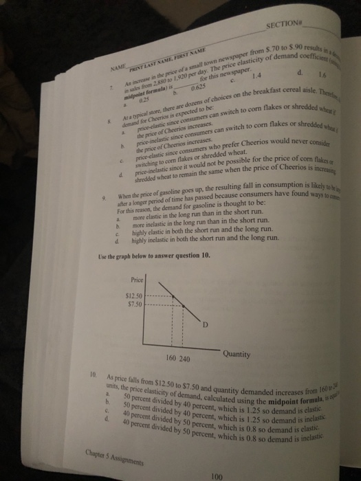 Solved NAME PRINT LAST NAME, FIRST NAME SECTION PRICE | Chegg.com