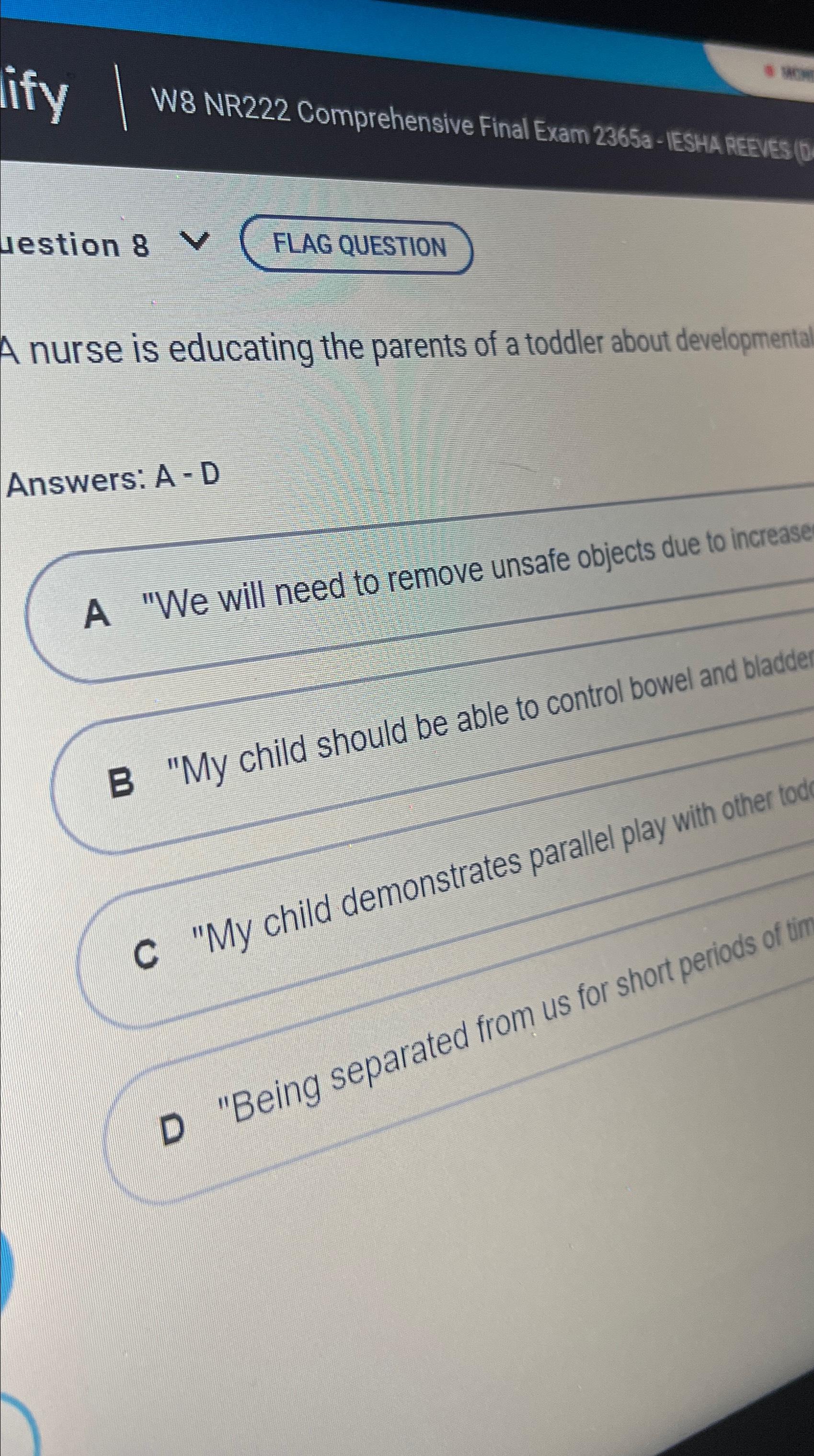 Solved W8 ﻿NR222 ﻿Comprehensive Final Exam 2365a - ﻿LESHA | Chegg.com