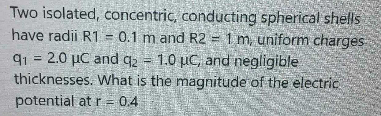 Solved Two isolated, concentric, conducting spherical shells | Chegg.com
