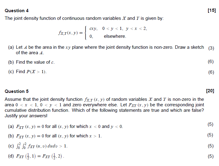 Solved Question 4 ﻿The joint density function of continuous | Chegg.com