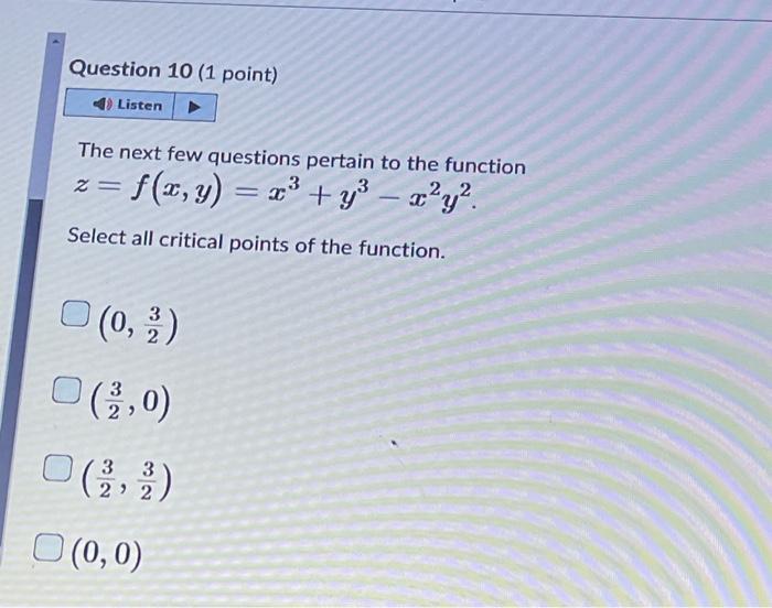 Solved The next few questions pertain to the function | Chegg.com