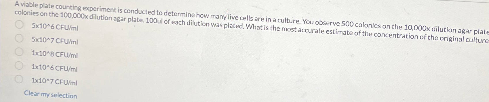 Solved A viable plate counting experiment is conducted to | Chegg.com