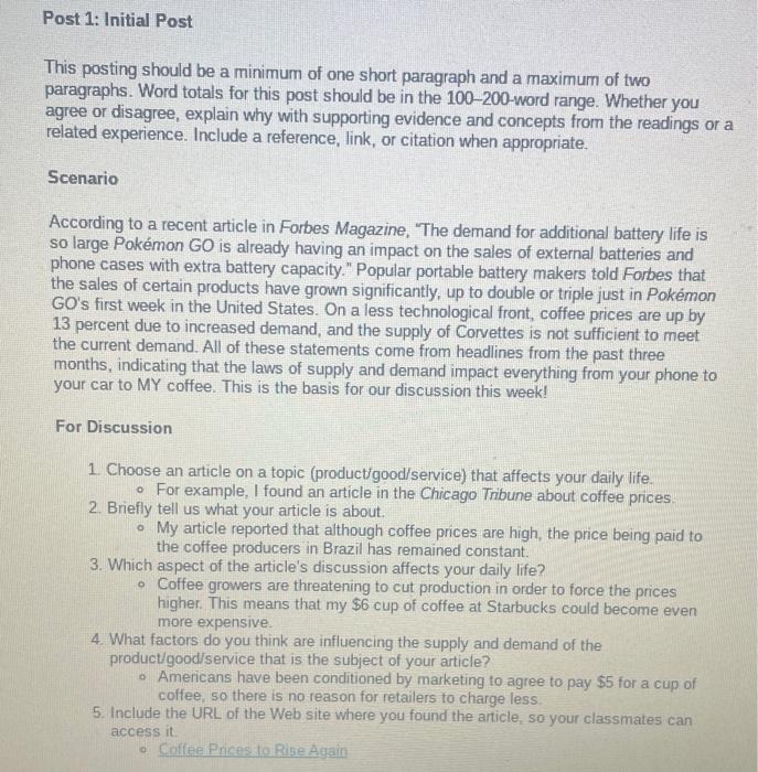 Solved Post 1: Initial Post This posting should be a minimum | Chegg.com