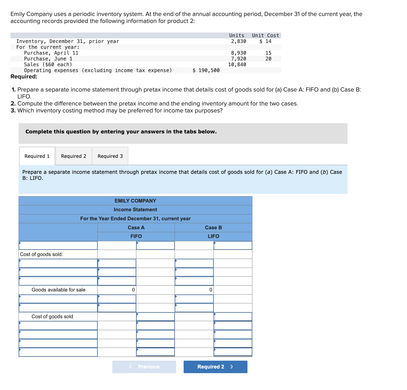 Solved Prepare a separate income statement through pretax | Chegg.com