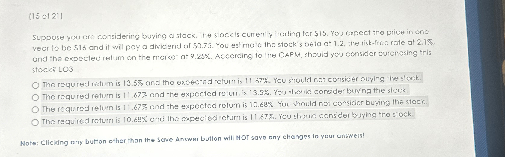 Solved (15 ﻿of 21)Suppose you are considering buying a | Chegg.com