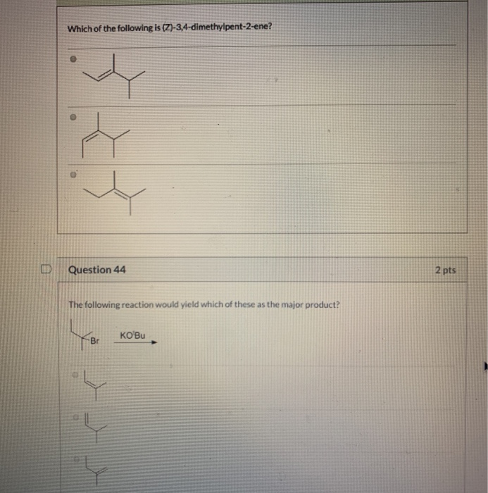 Solved Which of the following is (Z)-3,4-dimethylpent-2-ene? | Chegg.com