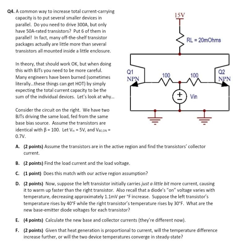 Solved Consider the circuit on the right. We have two BJTs | Chegg.com