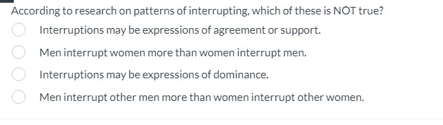 Solved According to research on patterns of interrupting, | Chegg.com