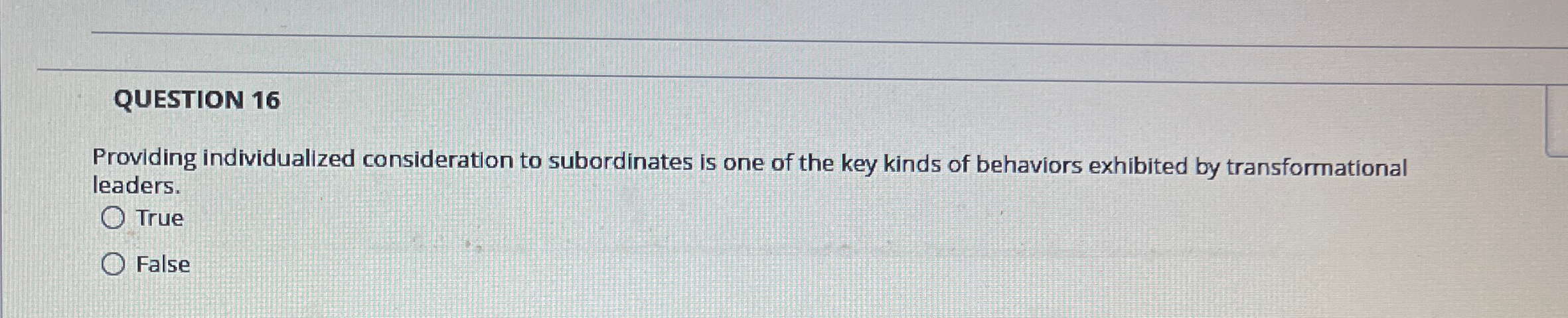 Solved QUESTION 16Providing individualized consideration to | Chegg.com