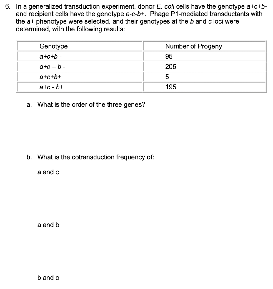 Solved In a generalized transduction experiment, donor E. | Chegg.com