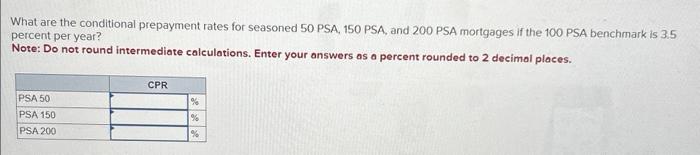 Solved What are the conditional prepayment rates for | Chegg.com