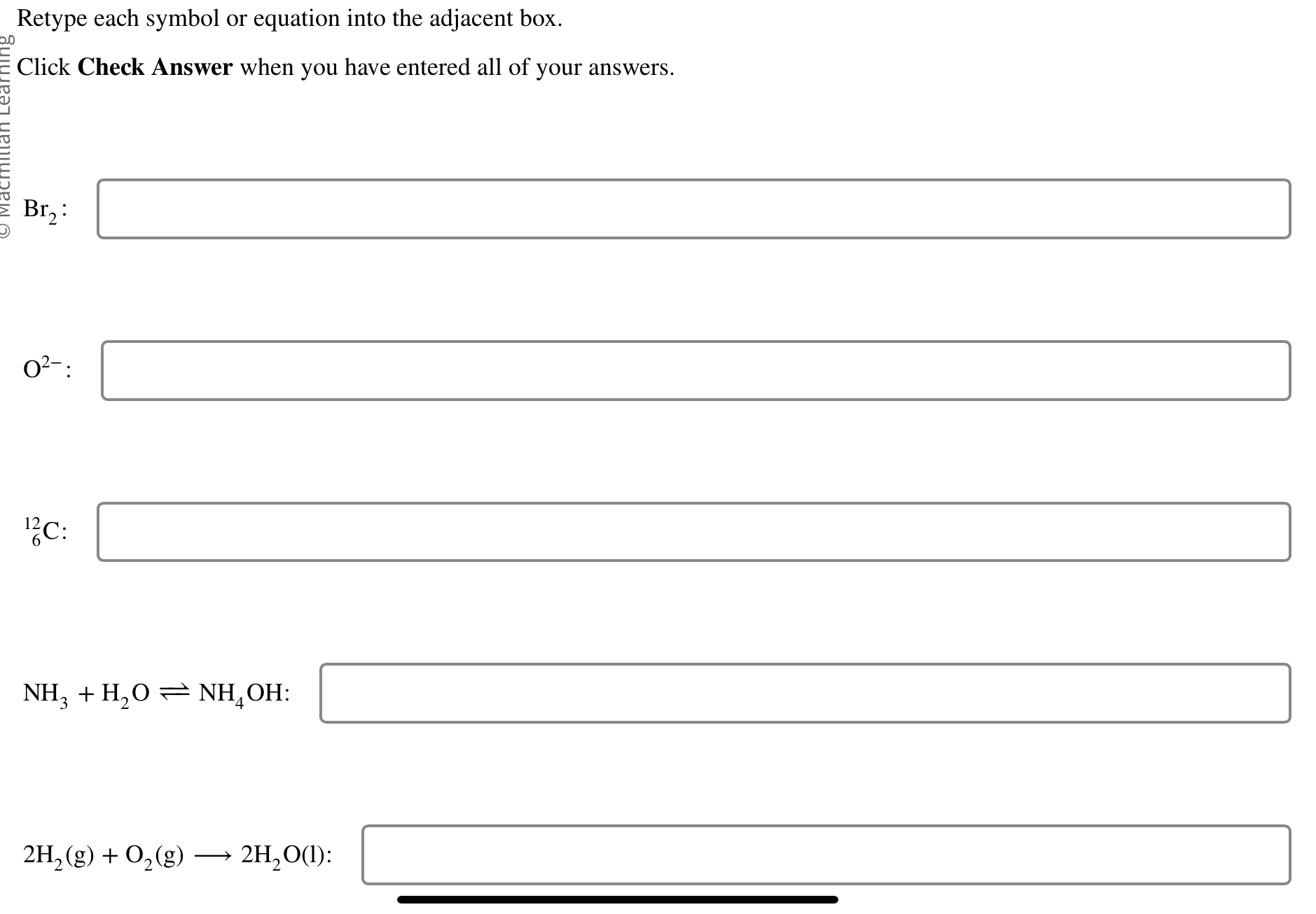 Solved Retype each symbol or equation into the adjacent | Chegg.com