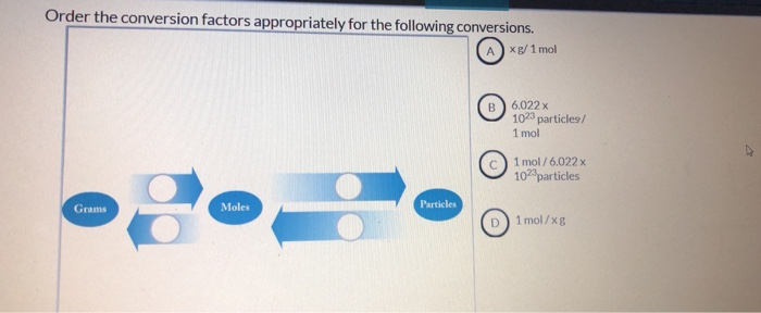 Solved Order the conversion factors appropriately for the | Chegg.com