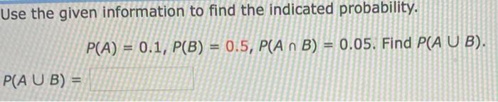 Solved Use the given information to find the indicated | Chegg.com