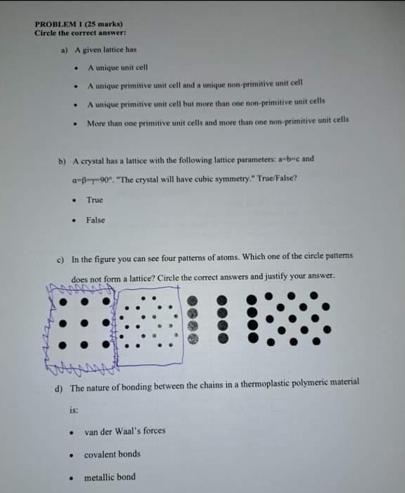 Solved How to solve PROBLEM 1 (25 ﻿marks)Circle the correct | Chegg.com