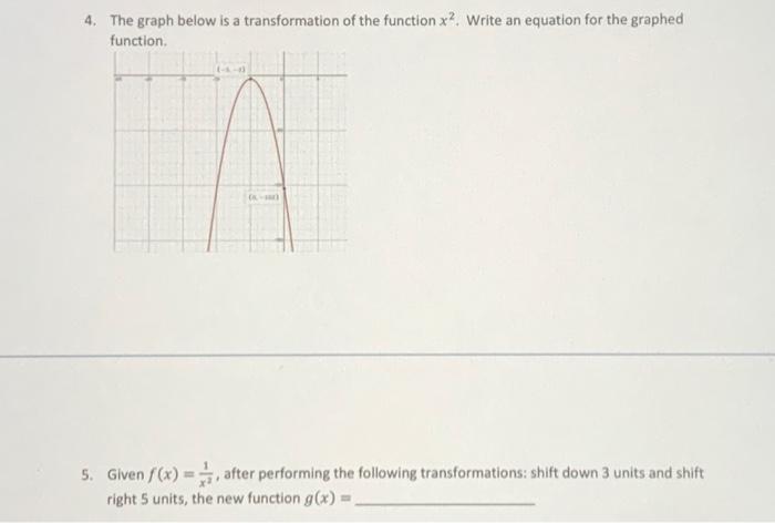 Solved 4. The graph below is a transformation of the | Chegg.com