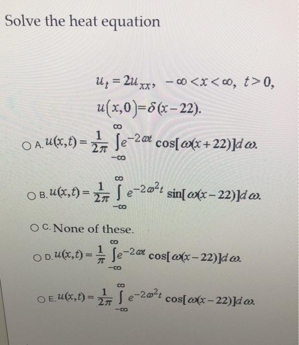 Solved Solve the heat equation U; = 2u xx> - 0, | Chegg.com | Chegg.com