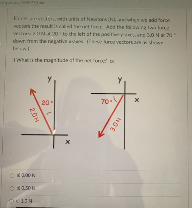 Solved 34/quizzes/165921/take Forces are vectors, with units | Chegg.com