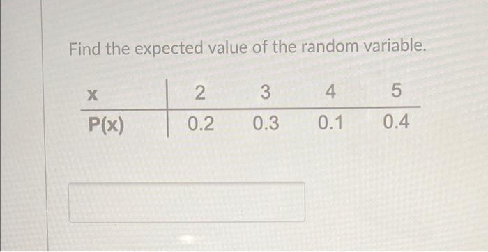 Solved Find the expected value of the random variable. | Chegg.com