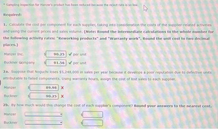 Solved Activity-Based Supplier Costing Noguchi Company | Chegg.com