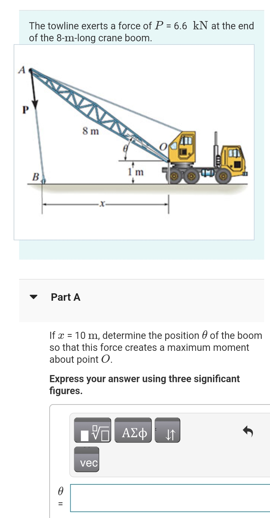Solved The towline exerts a force of P=6.6kN ﻿at the end of | Chegg.com