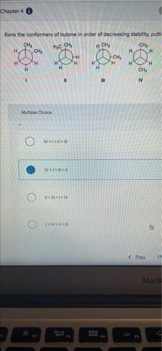 Solved rank the conformers of butane in order of decreasing | Chegg.com