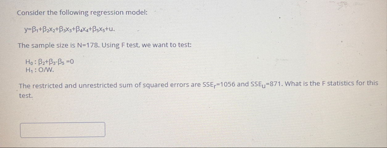 Solved Consider the following regression | Chegg.com