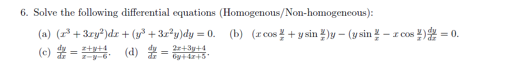 Solve the following differential equations | Chegg.com