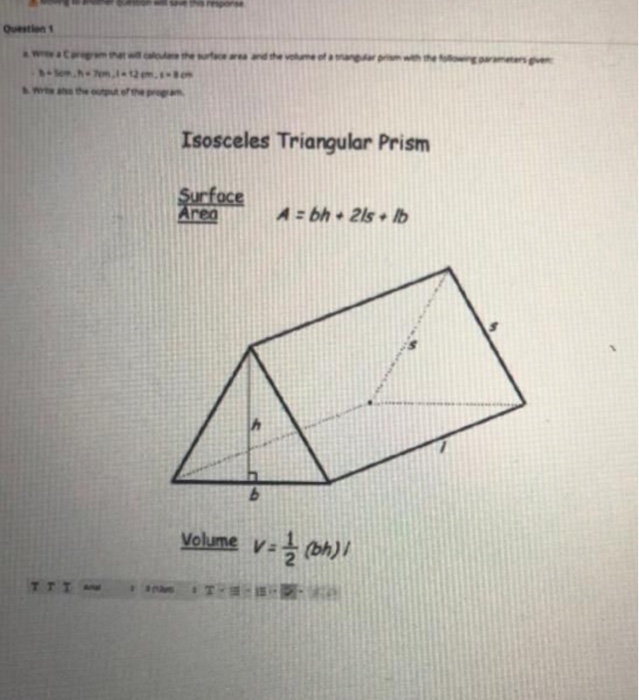 Solved wat nem, t2m. the program Isosceles Triangular Prism | Chegg.com