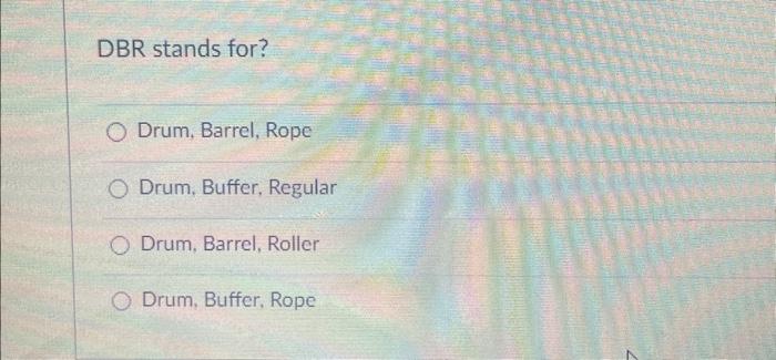 Solved DBR stands for? Drum, Barrel, Rope Drum, Buffer, | Chegg.com
